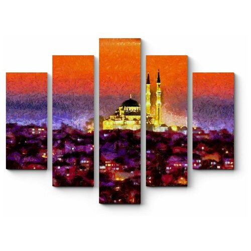 Модульная картина Сияющий Стамбул ночью 145x116