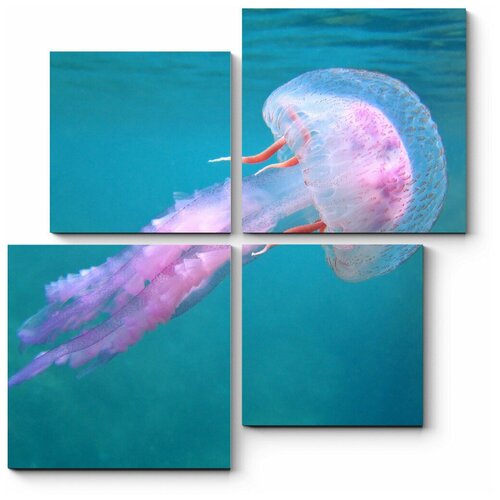 Модульная картина Опасная розовая красавица-медуза 90x90