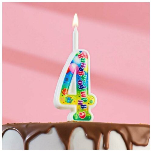 Свеча для торта цифра День рождения, 12 см, цифра 4