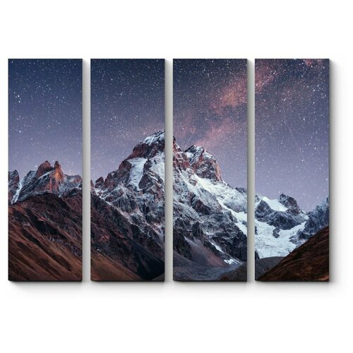 Модульная картина Заснеженные вершины под фантастическим звездным небом 130x98