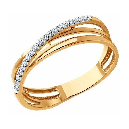 Кольцо Diamant online, золото, 585 проба, бриллиант, размер 20, прозрачный