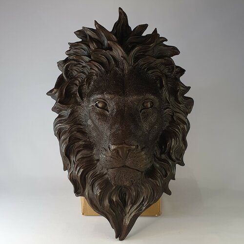 Скульптура фигурка статуэтка бронза Голова Льва на стену коричневая