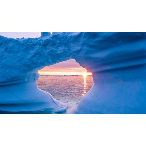 Картина на холсте 60x110 LinxOne "Ледник закат море лед" интерьерная для дома / на стену / на кухню / с подрамником