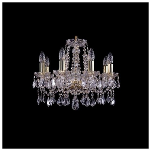 Люстра Bohemia Ivele Crystal 1413/8/165/G/Leafs, E14, 320 Вт, кол-во ламп: 8 шт., цвет: бесцветный