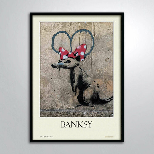 Постер в раме/Картина на стену/Бэнкси Мышка и Бантик Грффити
