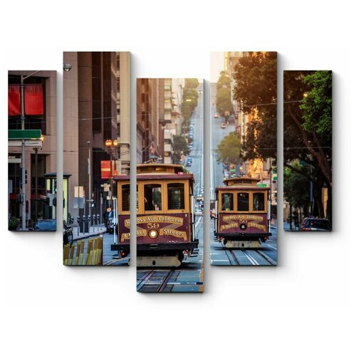 Модульная картина Два старинных трамвая по улицам Сан-Франциско211x171
