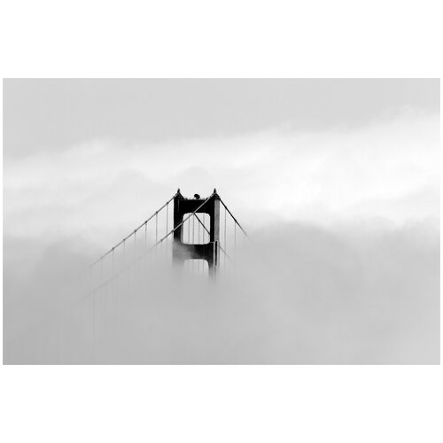 Постер / Плакат / Картина Мост в тумане 60х90 см в раме