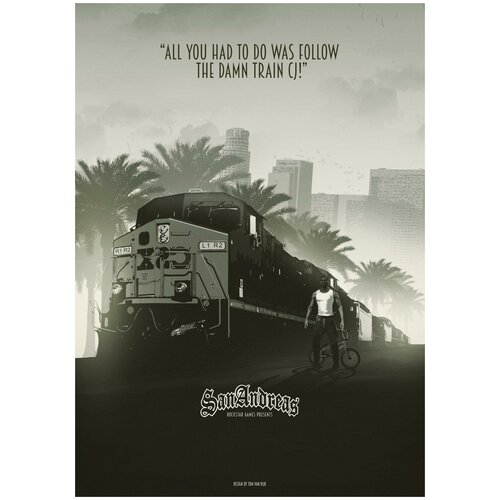 Постер / Плакат / Картина GTA. Чертов поезд 50х70 см в раме