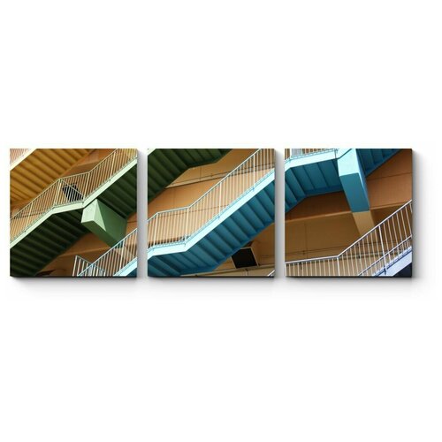 Модульная картина Цветные лестницы130x43