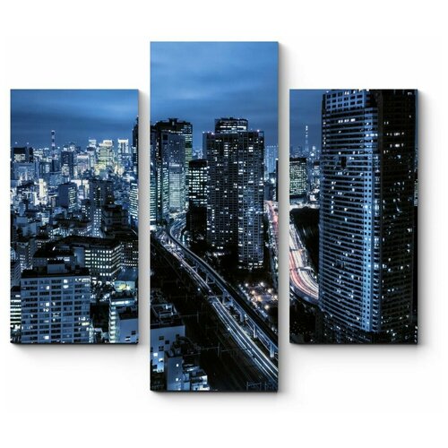 Модульная картина Токийские небоскребы ночью 60x54