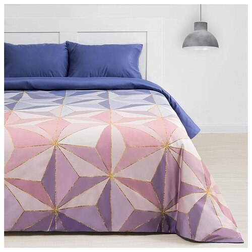 Комплект постельного белья Этель Даймонд, евростандарт, мако-сатин, розовый/синий