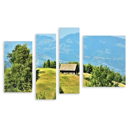 Модульная картина на холсте "Дом в горах" 120x77 см