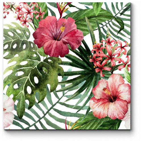 Модульная картина Тропические цветы 90x90