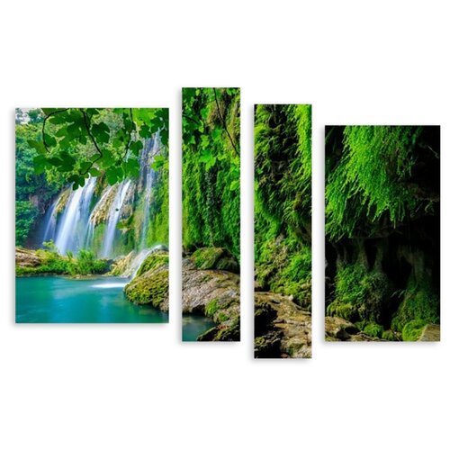 Модульная картина на холсте "Водопадики" 90x63 см