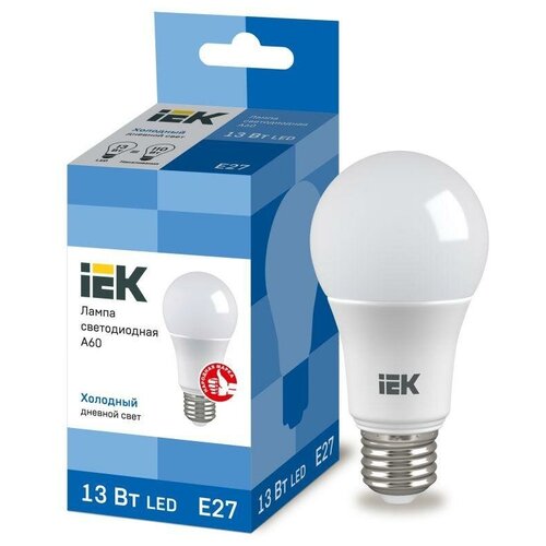 Лампа светодиодная ECO A60 13Вт грушевидная 230В 6500К E27 | код LLE-A60-13-230-65-E27 | IEK (9шт. в упак.)