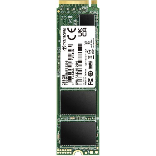 Твердотельный накопитель/ Transcend SSD MTE220S, 256GB, M.2(22x80mm), NVMe 1.3, PCIe 3.0 x4, 3D TLC, R/W 3300/1250MB/s,