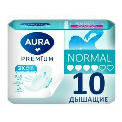 Набор из 3 штук Прокладки женские гигиенические Aura Premium Normal 10шт