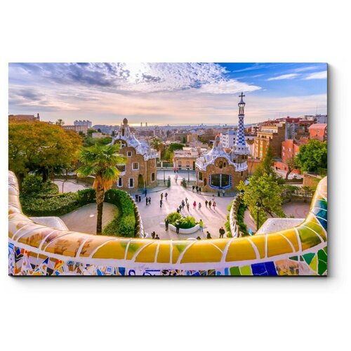 Модульная картина Потрясающий вид из парка Гуэль, Барселона 50x33