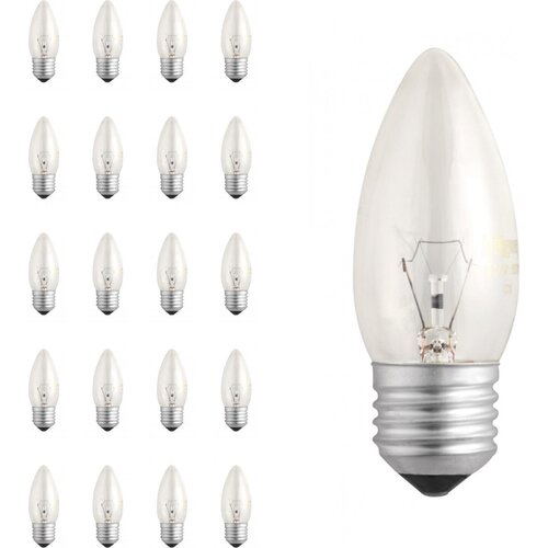 Лампа накаливания JazzWay B35 40W E27 прозрачная свеча (комплект из 40 шт)