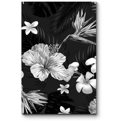 Модульная картина Черно-белый цветочный узор 80x120