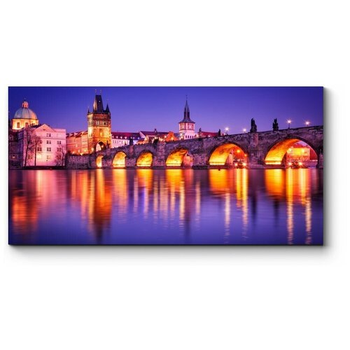 Модульная картина Карлов мост в отражении вод Влтавы, Прага 210x105
