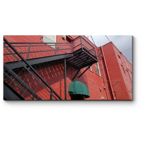 Модульная картина Пожарная лестница на старом кирпичном здании160x80