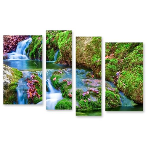 Модульная картина на холсте "Водопад осенью" 90x60 см