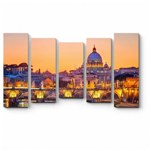 Модульная картина Собор Святого Петра в закатных красках, Рим 100x60