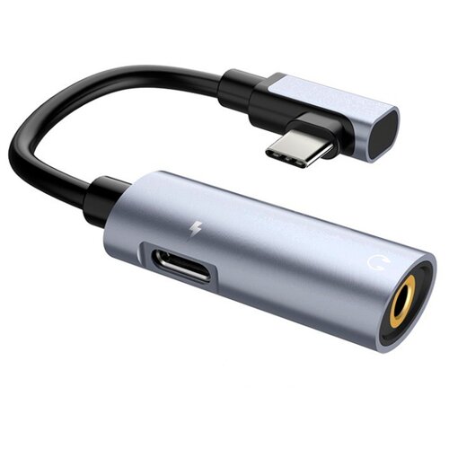 Переходник USB Type-C - AUX 3.5мм+USB Type-C Hoco LS19 - Metal Gray