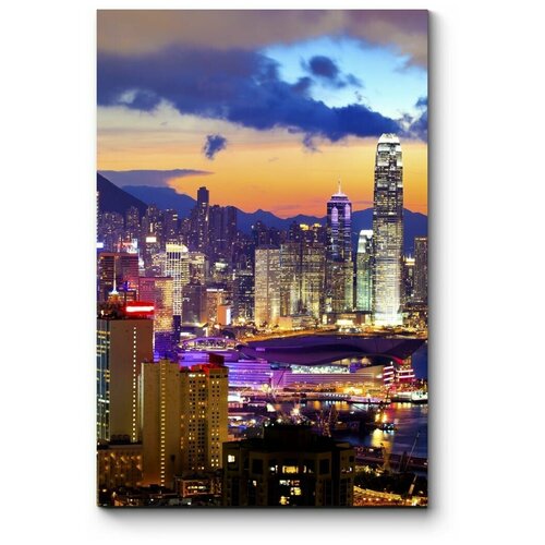 Модульная картина Красочный Гонконг в лучах закатного солнца 40x60