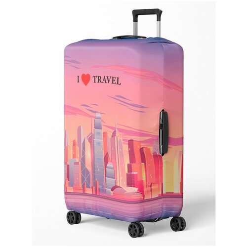 Чехол для чемодана , размер L, фиолетовый, розовый