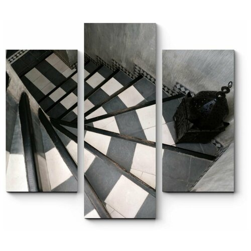 Модульная картина Черно-белая лестница70x63