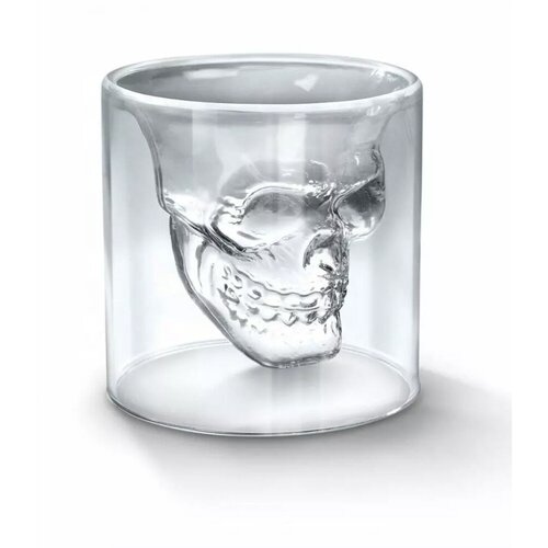 Подарочный стакан с двойными стенками в форме черепа для холодных и горячих напитков, объем 150 мл