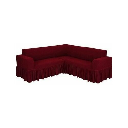 Чехол на угловой диван универсальный с оборкой "Жаккард", накидка дивандек для углового дивана