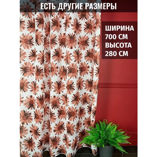 AMIR DECOR Готовый лёгкий тюль с цветочным принтом, размер 700x280 см