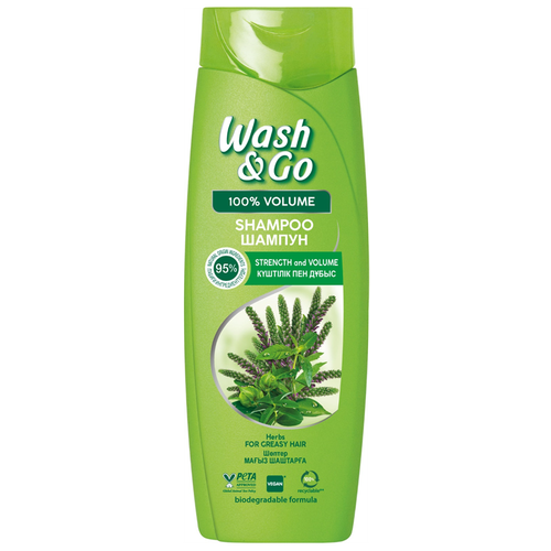 Wash & Go шампунь с экстрактами трав для жирных волос, 360 мл