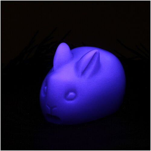 Фигурка кролика декоративная светится в темноте / Коктейль Чудес / Purple-Purple (Фиолетовый) / из эпоксидной смолы с люминофором