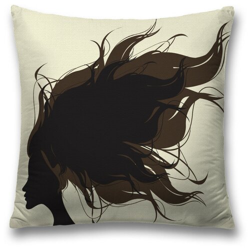 Наволочка декоративная на молнии, чехол на подушку JoyArty "Девушка с распущенными волосами" 45х45 см