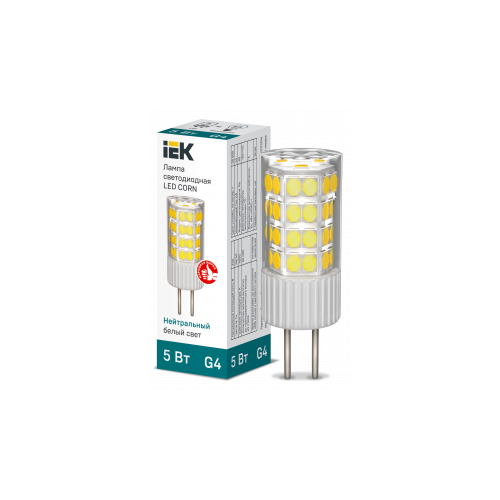 Лампа светодиодная CORN 5Вт капсула 4000К G4 230В керамика | код LLE-CORN-5-230-40-G4 | IEK (3шт. в упак.)