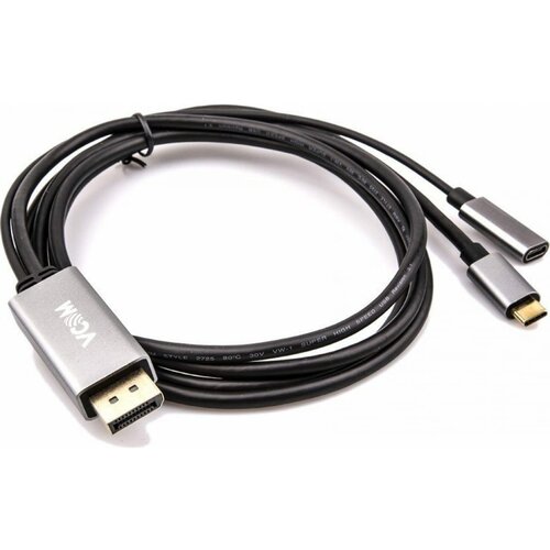 Кабель VCOM USB Type-C(M) - DisplayPort/USB Type-C(F) (CU422MCPD), 1.8 м, черно-серый