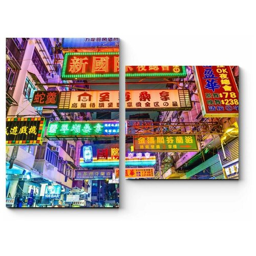 Модульная картина Неоновые огни ночного Гонконга110x83