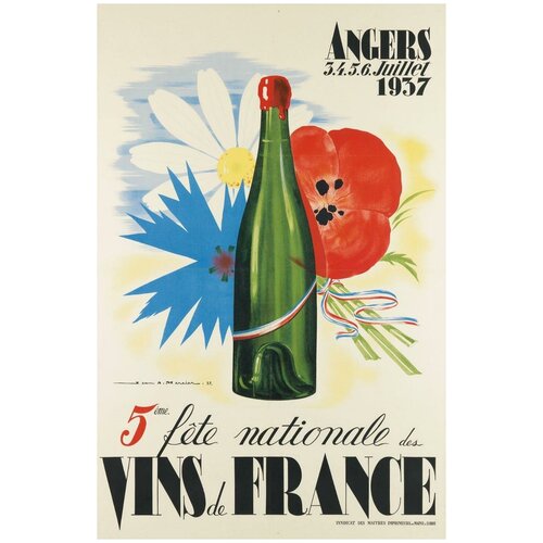 Постер / Плакат / Картина Рекламный плакат - Вино Vins de France 50х70 см в раме