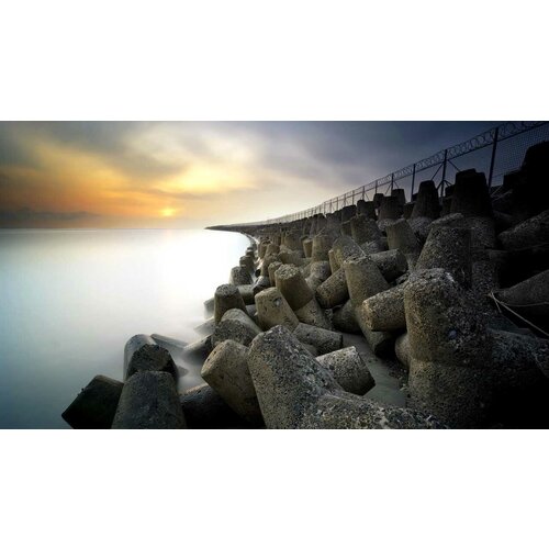 Картина на холсте 60x110 Альянс Лес "Море закат пейзаж" на подрамнике / интерьер/ декор