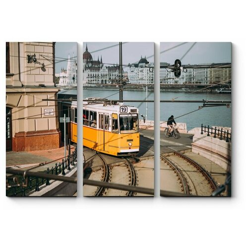 Модульная картина Трамвай по одной из улиц Будапешта160x115
