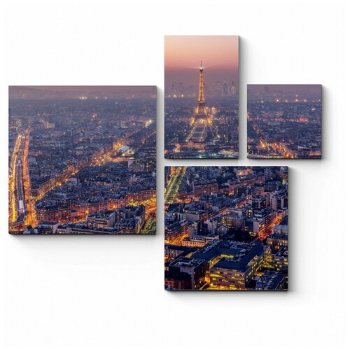 Модульная картина Сумеречный Париж 82x68