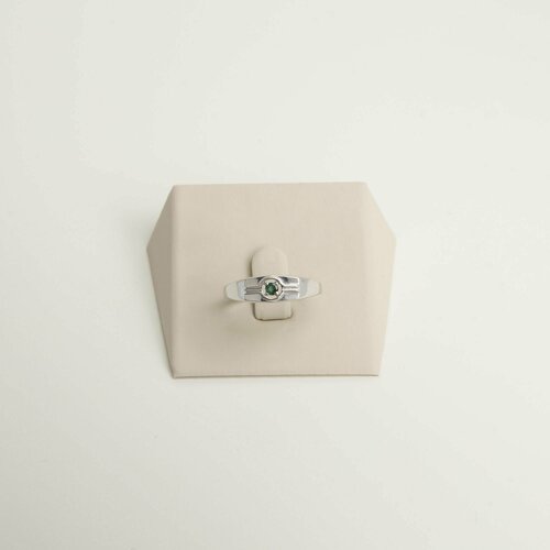 Кольцо CORDE Серебряная печатка (серебряное кольцо) с натуральным изумрудом, серебро, 925 проба, родирование, изумруд, размер 19.5, зеленый