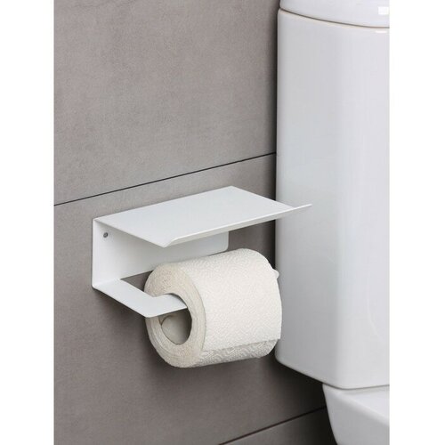 Держатель для туалетной бумаги лофт, цвет белый, 160х110х85мм 9749954