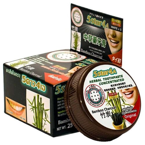 Зубная паста 5star4a Bamboo Charcoal Herbal Toothpaste Concetrated Концентрированная травяная зубная паста с бамбуковым углем, 25 мл, 25 г