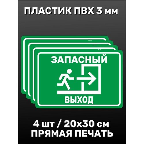 Информационная табличка на дверь - Запасный выход 20х30 см 3шт
