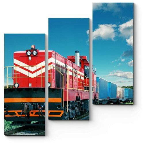 Модульная картина Красный поезд130x139